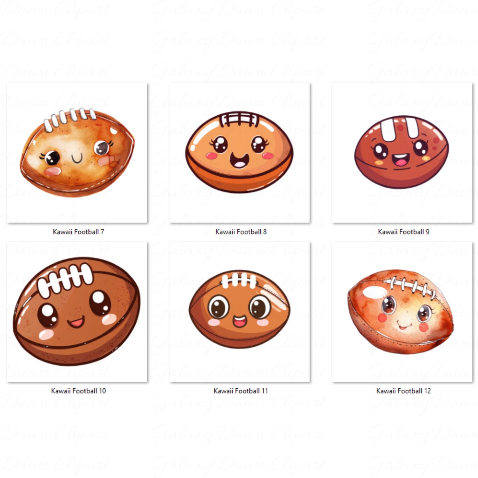 Kawaii Football Clipart, Cute Cartoon American Sports Ball PNG, Happy ...