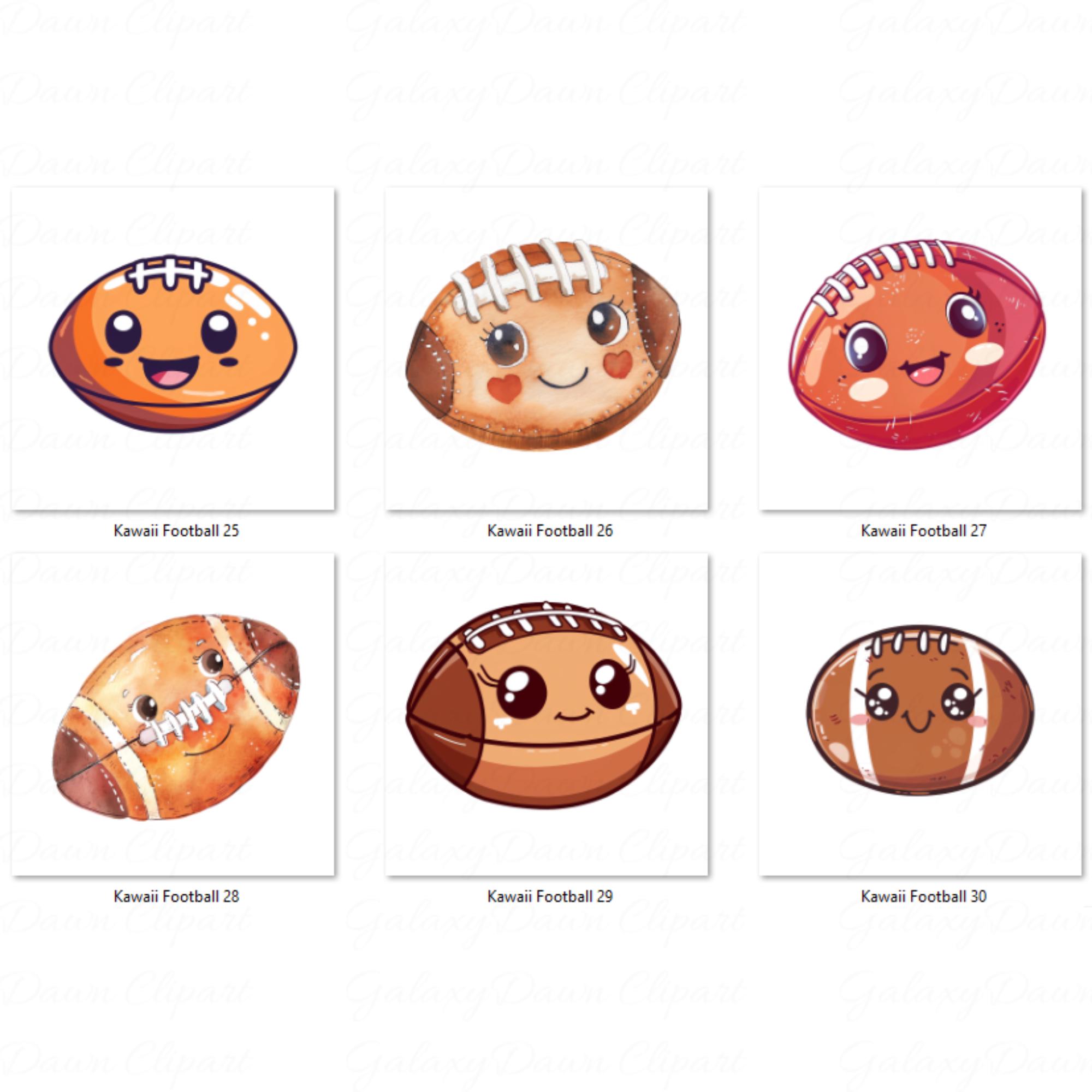 Kawaii Football Clipart, Cute Cartoon American Sports Ball PNG, Happy ...