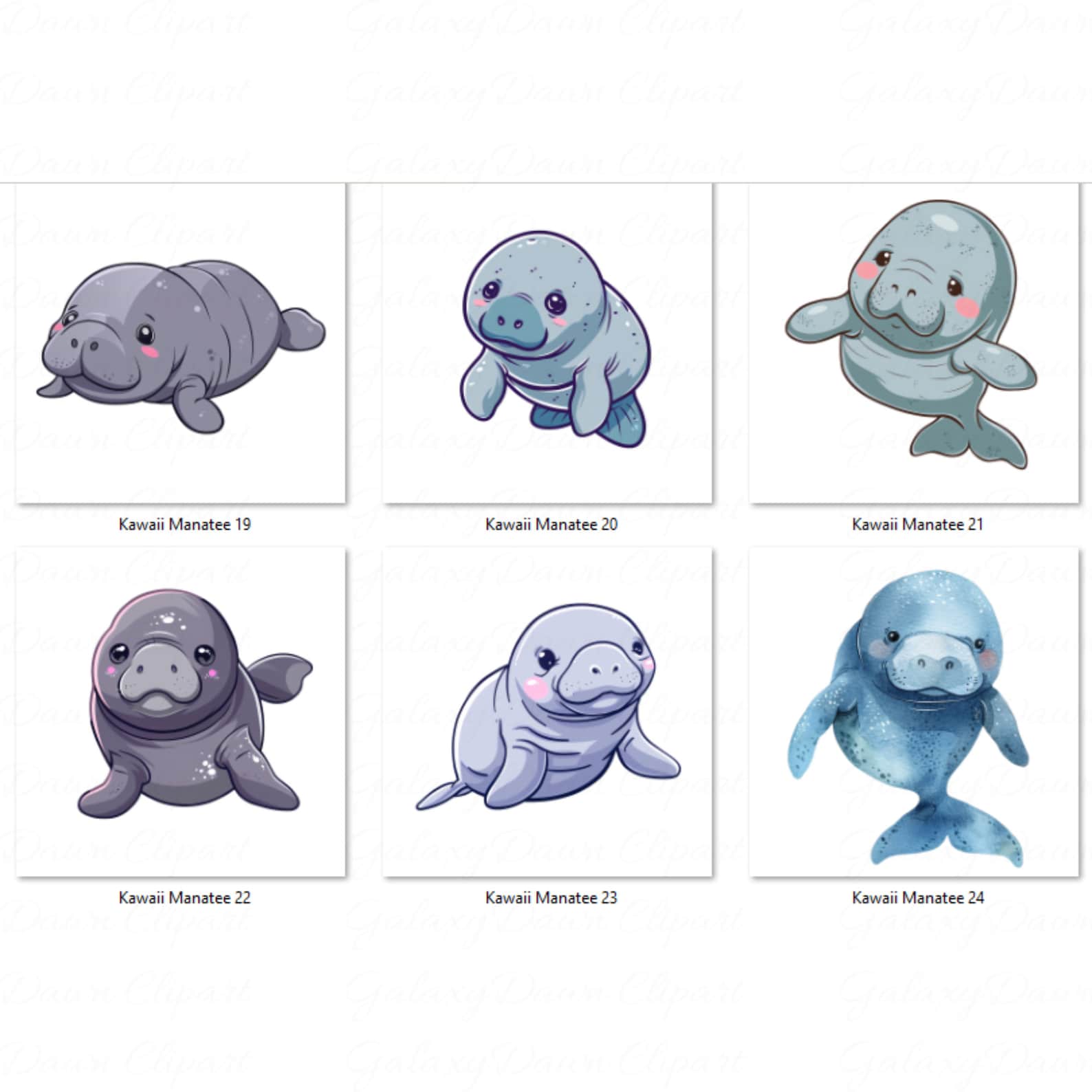 Kawaii Manatee Clipart, Cute Cartoon Deep Sea Cow PNG, Aquatic Happy ...