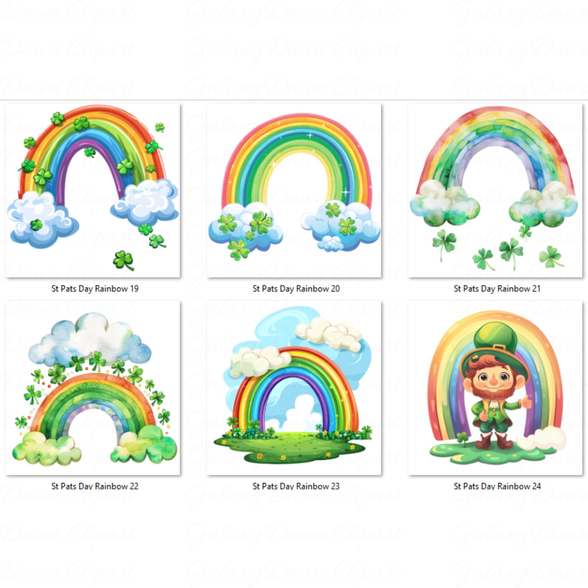 St Patricks Day Rainbow Clipart, Leprechaun PNG, Shamrock Clip Art, 4 ...