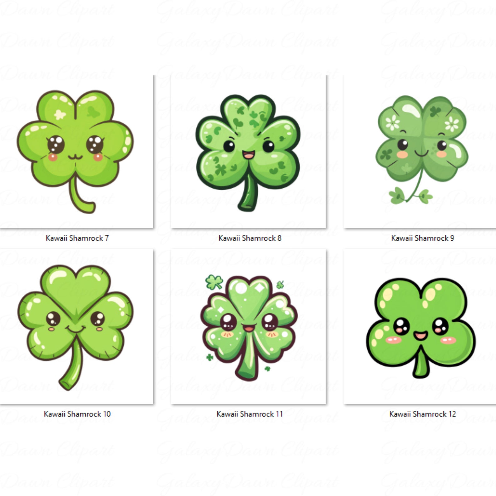 Kawaii Shamrock Clipart, Clover PNG, 4 Four Leaf Clover Clip Art, St ...