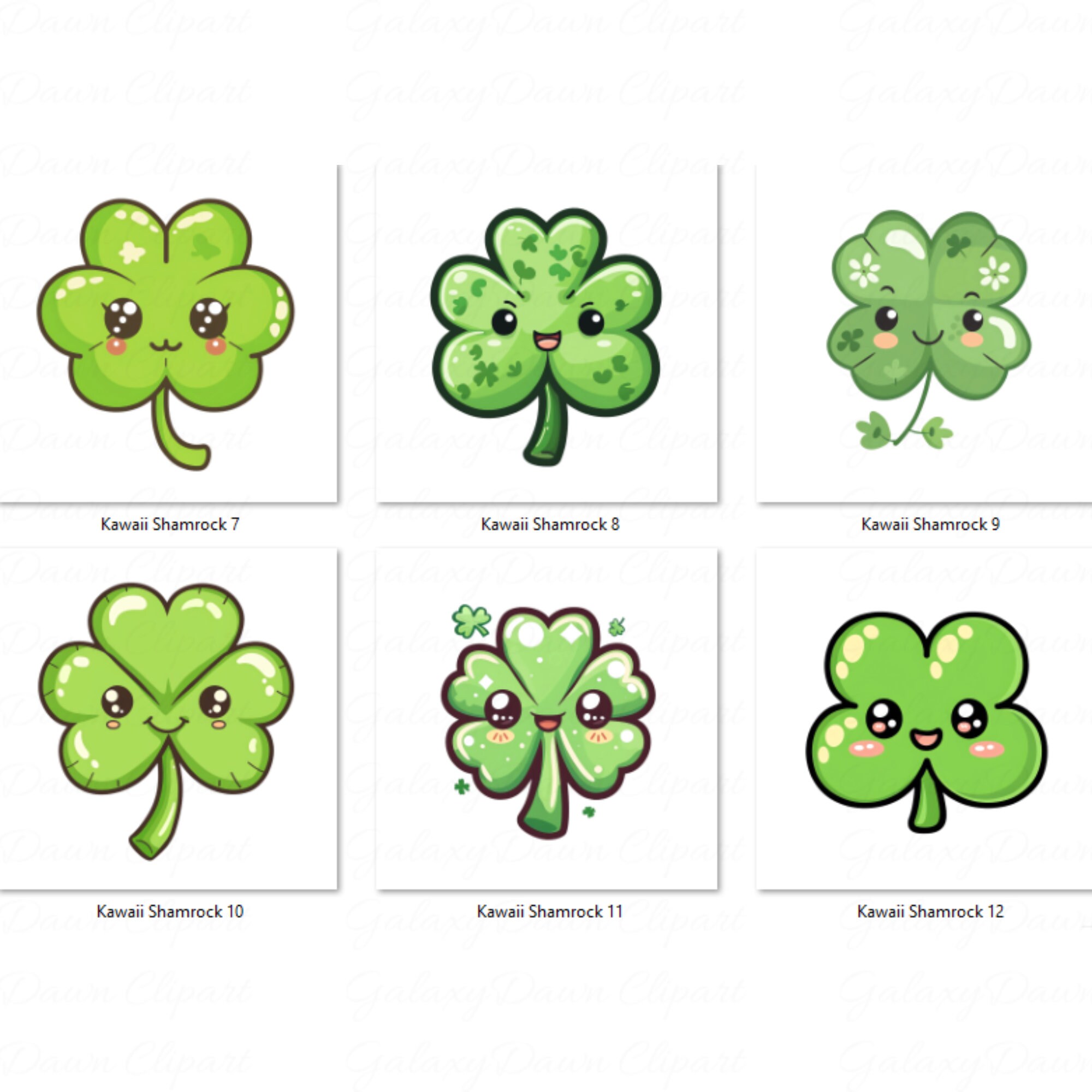 Kawaii Shamrock Clipart, Clover PNG, 4 Four Leaf Clover Clip Art, St ...