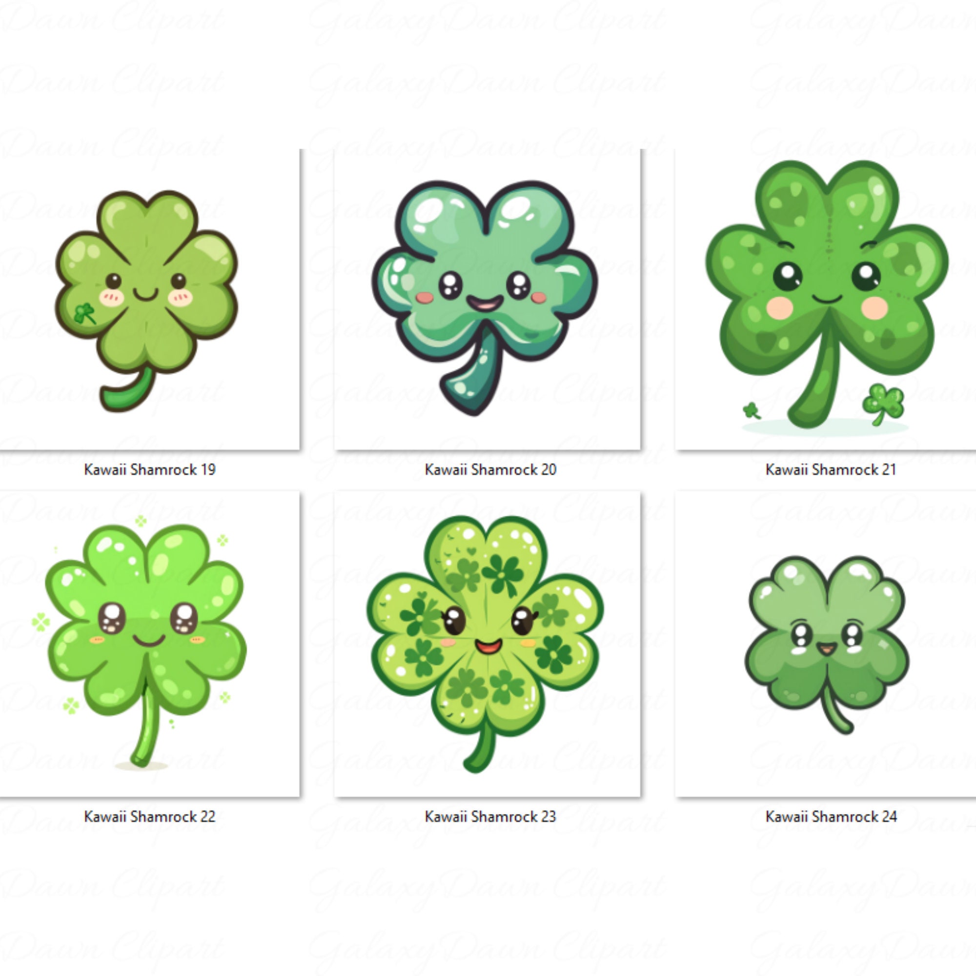 Kawaii Shamrock Clipart, Clover PNG, 4 Four Leaf Clover Clip Art, St ...
