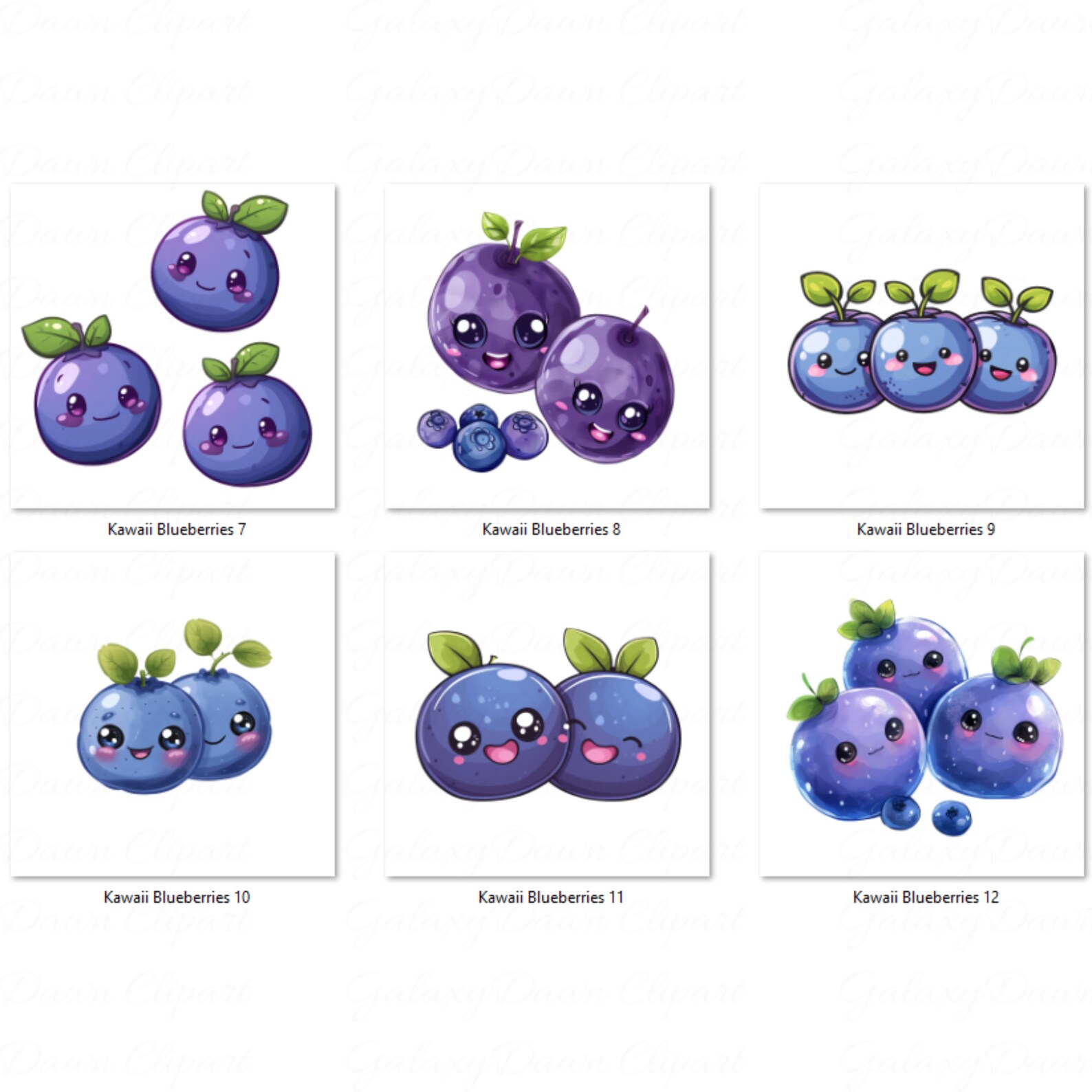 Kawaii Blueberries Clipart, Cute Cartoon Blueberry PNG, Summer Fruit ...