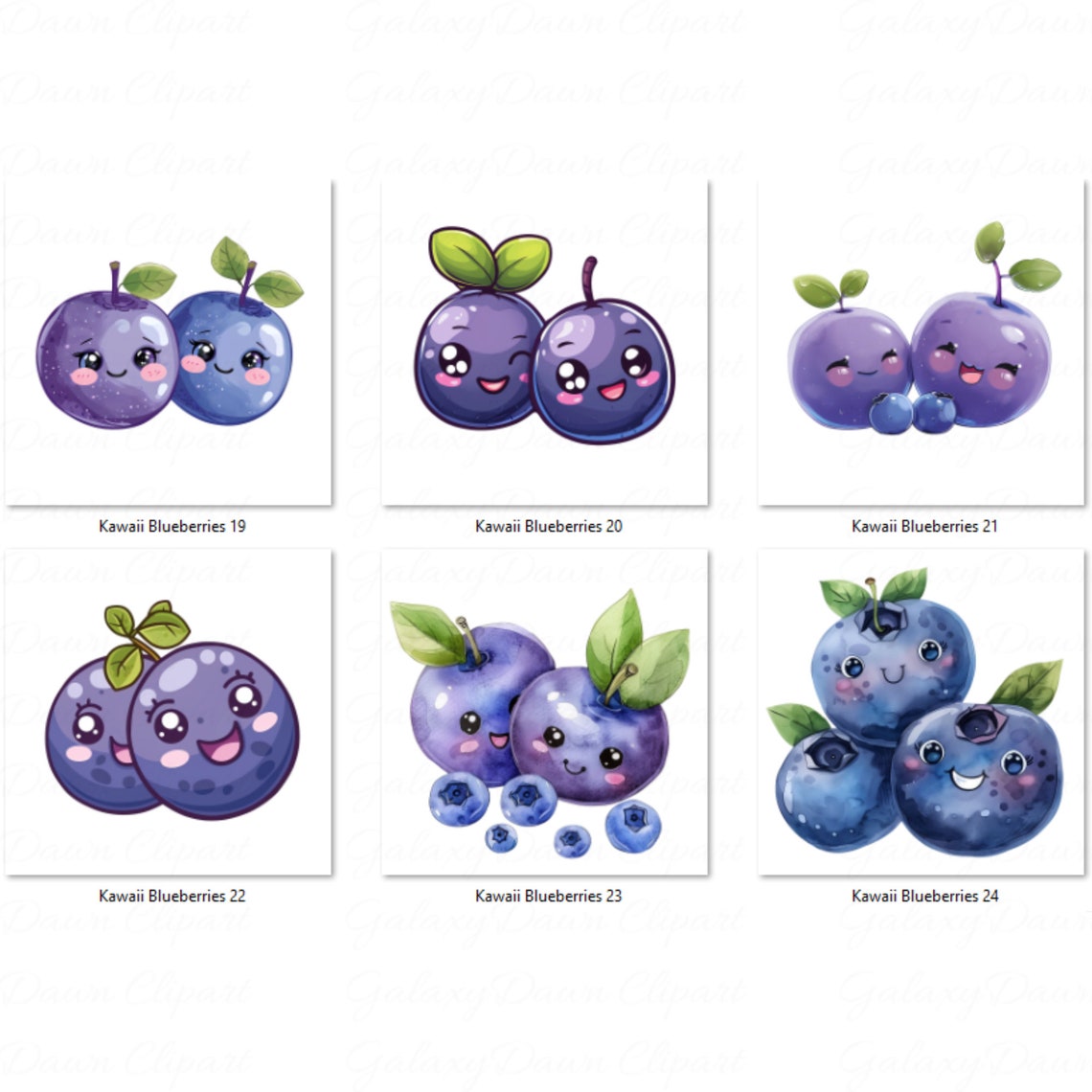 Kawaii Blueberries Clipart, Cute Cartoon Blueberry PNG, Summer Fruit ...