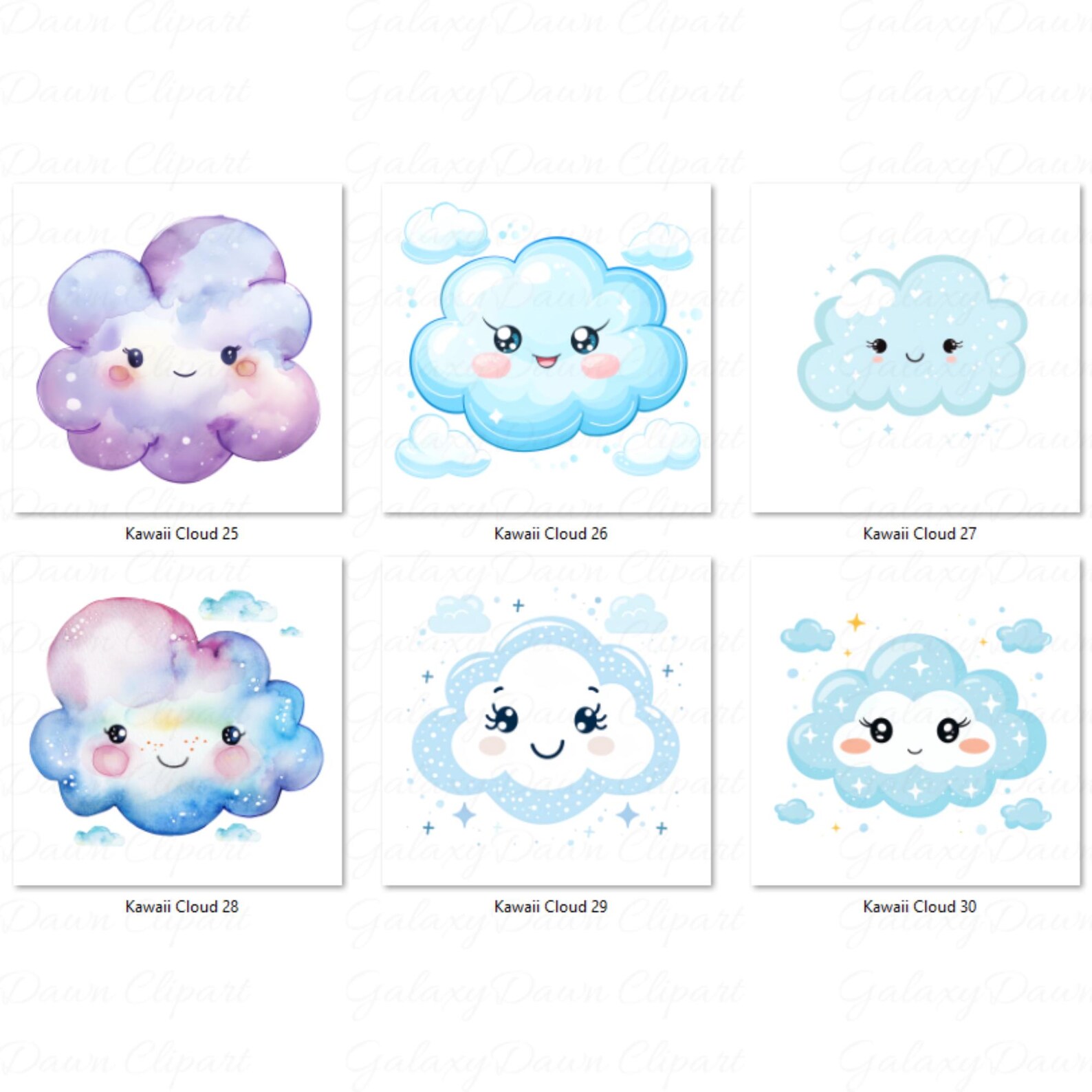 Kawaii Cloud Clipart, Cute Cartoon Weather PNG, Happy Smiling Celestial ...