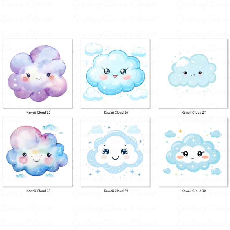 Kawaii Cloud Clipart, Cute Cartoon Weather PNG, Happy Smiling Celestial ...