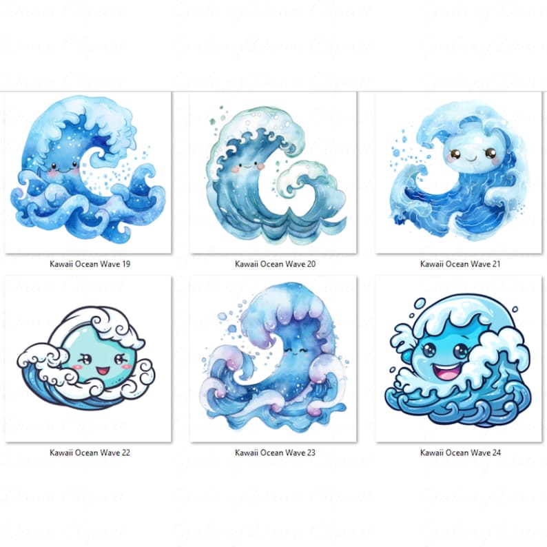 Kawaii Ocean Wave Clipart, Cute Cartoon Tropical Sea PNG, Summer ...