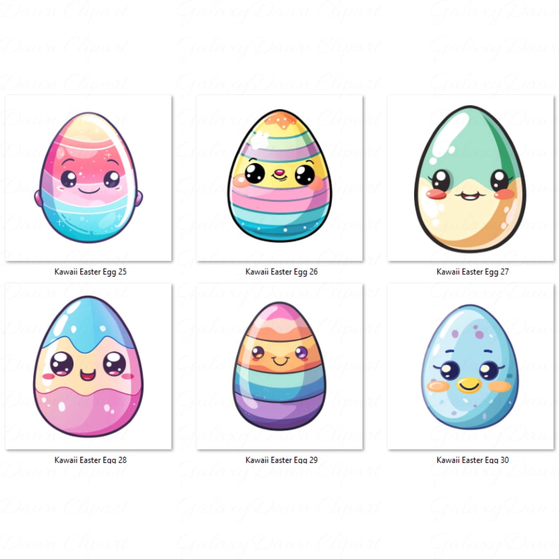 Kawaii Easter Egg Clipart, Cute Cartoon PNG, Holiday Clip Art ...