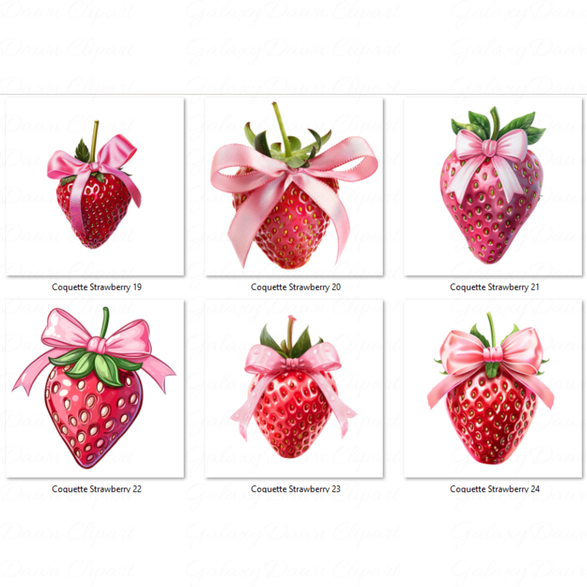 Coquette Strawberry Clipart, Fruit With Pink Bow Ribbon PNG, Feminine ...