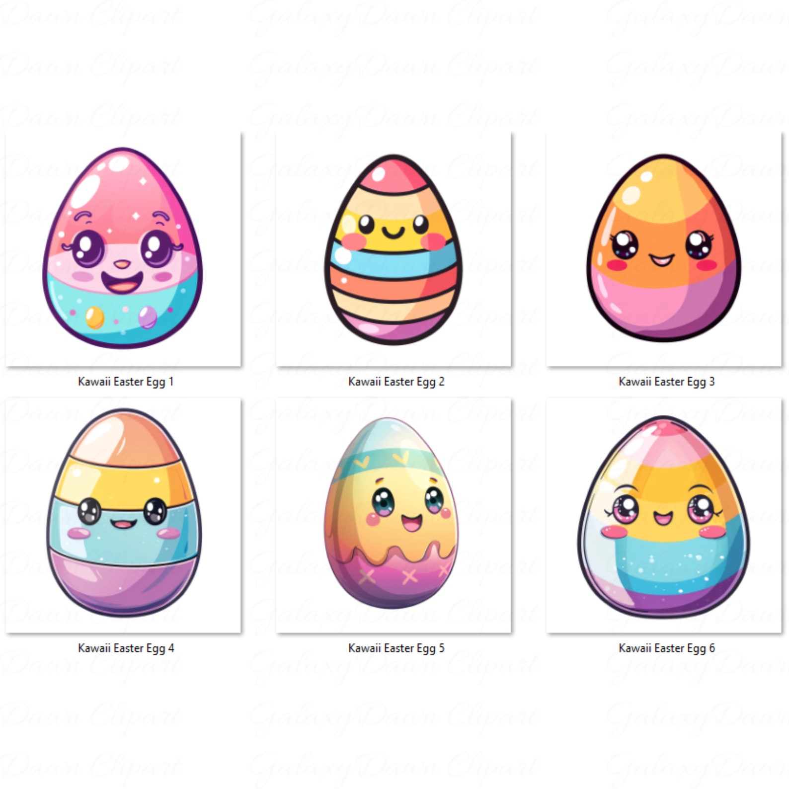 Kawaii Easter Egg Clipart, Cute Cartoon PNG, Holiday Clip Art ...