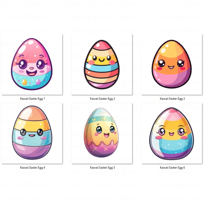 Kawaii Easter Egg Clipart, Cute Cartoon PNG, Holiday Clip Art ...