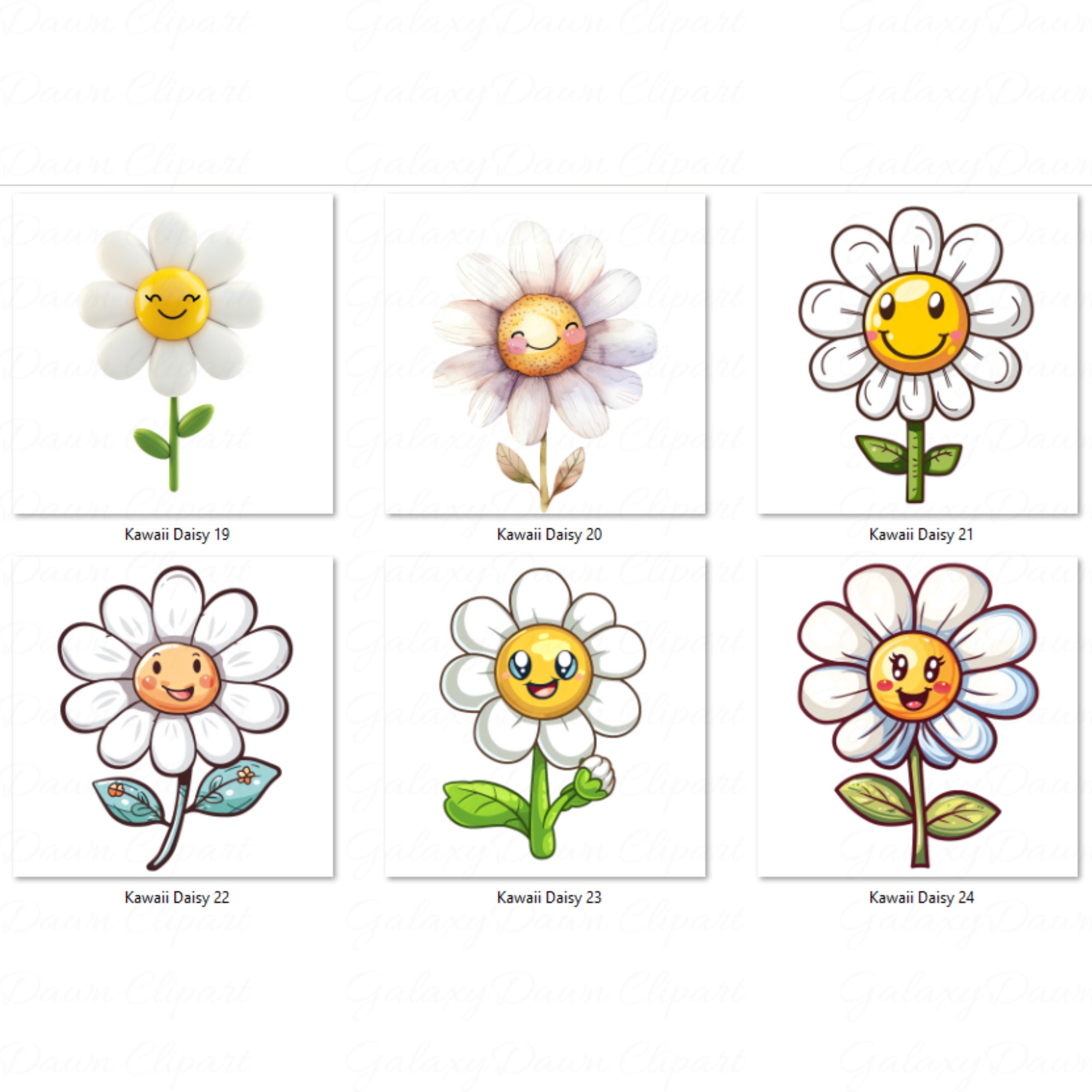 Kawaii Daisy Clipart, Cute Smiling Cartoon Flower PNG, Floral Happy ...