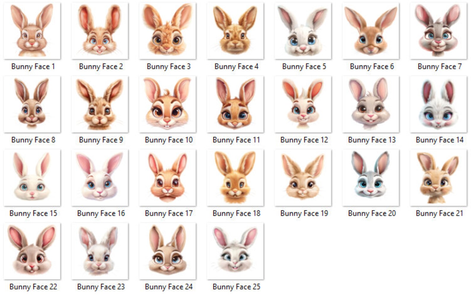 Cute Cartoon Bunny Face Clipart, Cute Cartoon Bunny Face PNG, Bunny ...