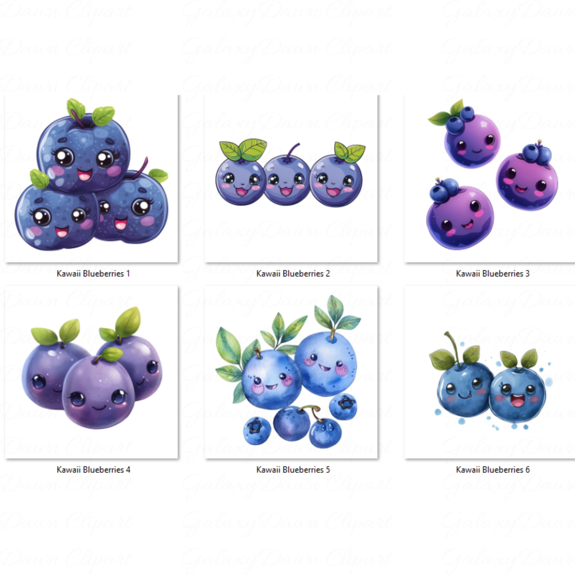 Kawaii Blueberries Clipart, Cute Cartoon Blueberry PNG, Summer Fruit ...