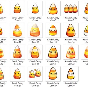 Kawaii Candy Corn Clipart, Cute Cartoon Halloween Faces PNG, Fall ...