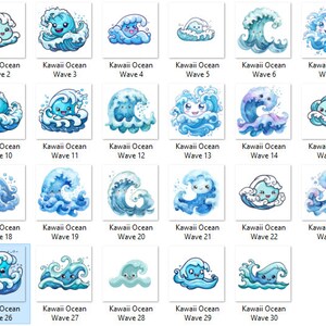 Kawaii Ocean Wave Clipart, Cute Cartoon Tropical Sea PNG, Summer ...