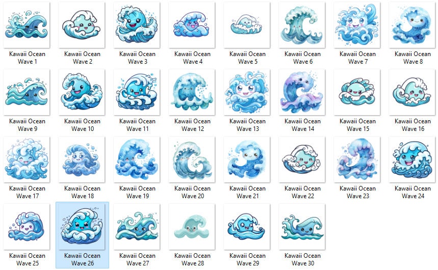 Kawaii Ocean Wave Clipart, Cute Cartoon Tropical Sea PNG, Summer ...