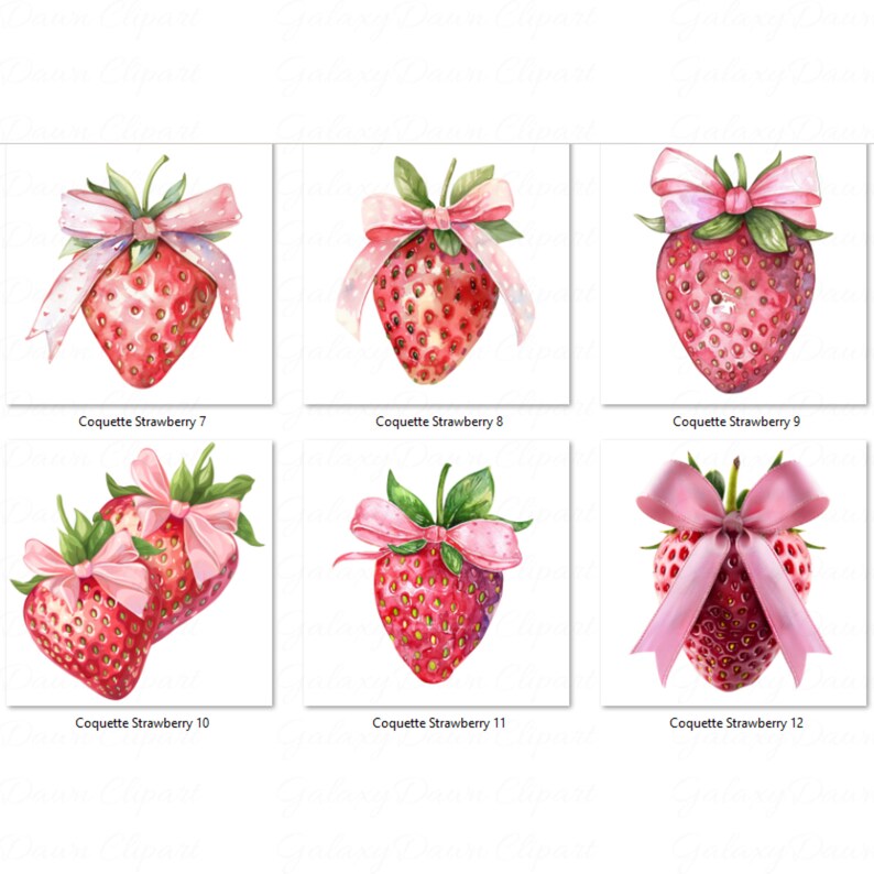 Coquette Strawberry Clipart, Fruit With Pink Bow Ribbon PNG, Feminine ...
