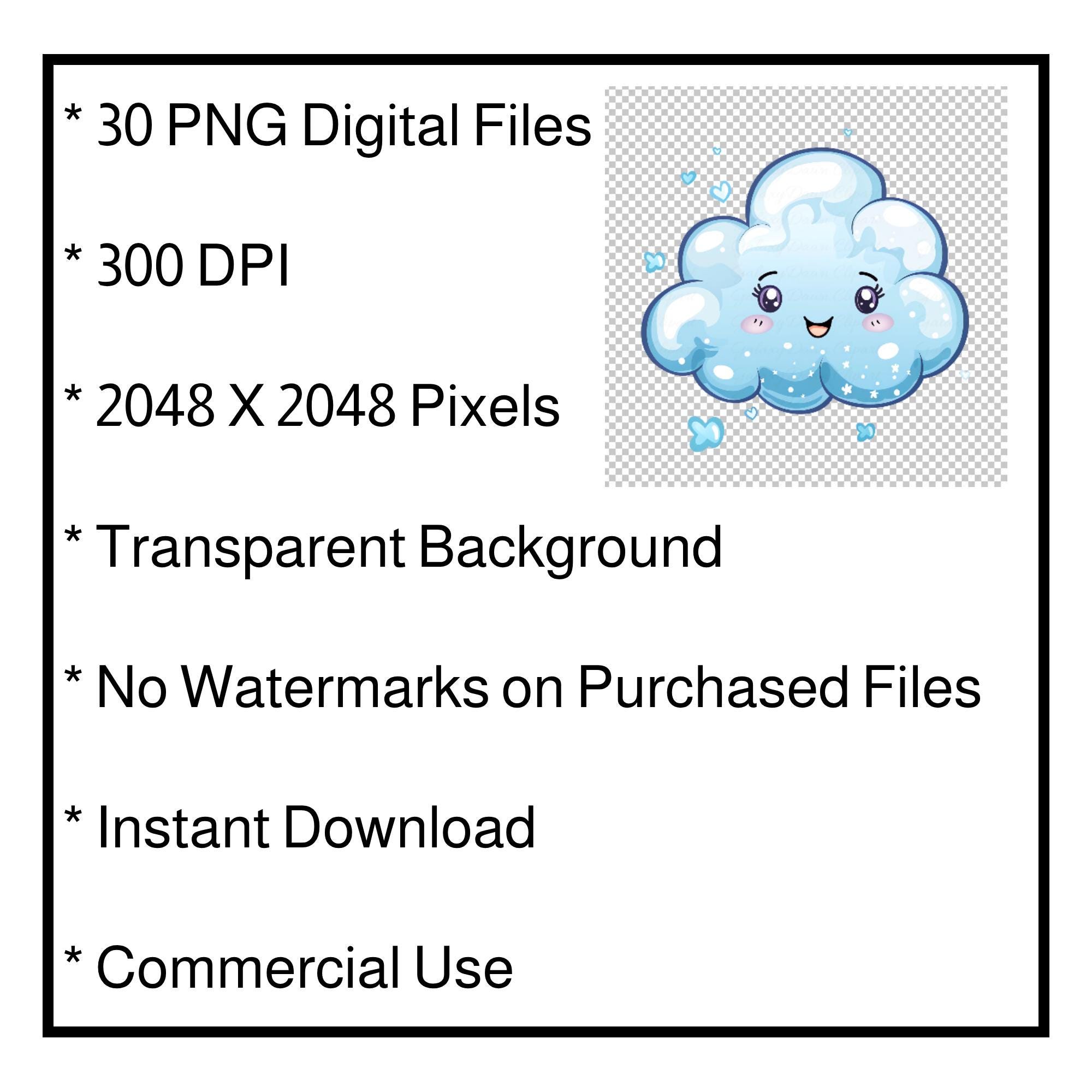 Kawaii Cloud Clipart, Cute Cartoon Weather PNG, Happy Smiling Celestial ...