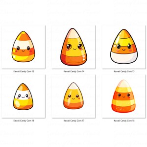 Kawaii Candy Corn Clipart, Cute Cartoon Halloween Faces PNG, Fall ...