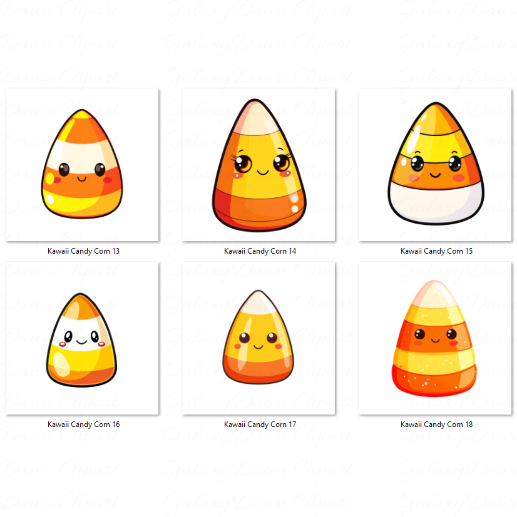 Kawaii Candy Corn Clipart, Cute Cartoon Halloween Faces PNG, Fall ...
