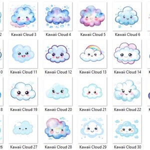 Kawaii Cloud Clipart, Cute Cartoon Weather PNG, Happy Smiling Celestial ...