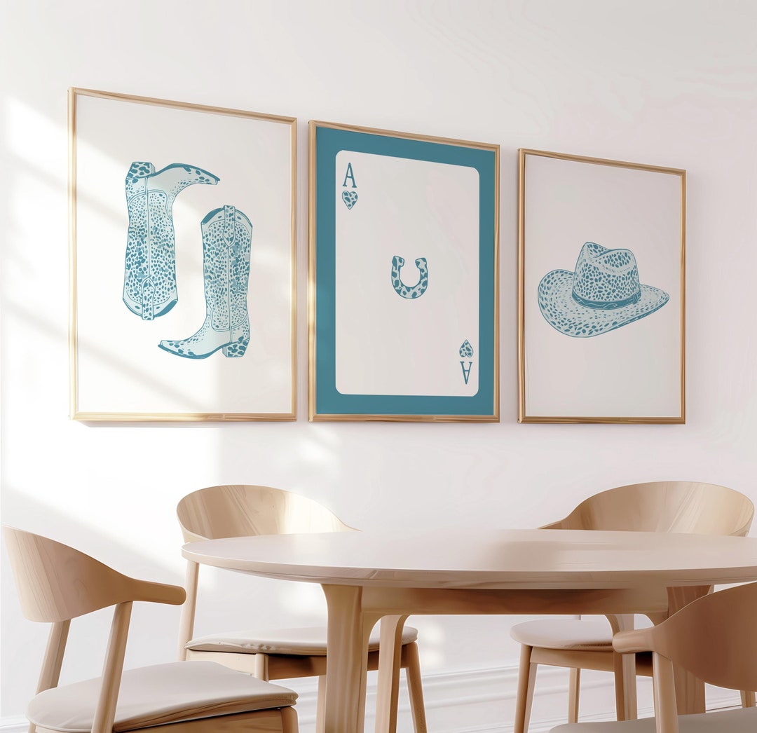 Light Blue Cheetah Print Set 3, Digital Download, Trendy Poster, Set of ...