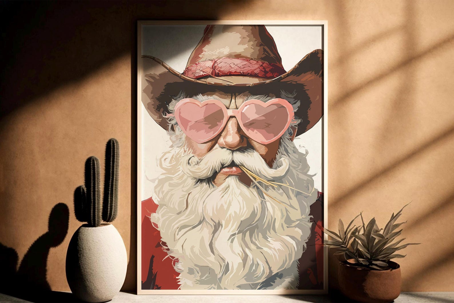 Western Santa Print, Fun Wall Art, Christmas Decor, Cowboy Santa ...