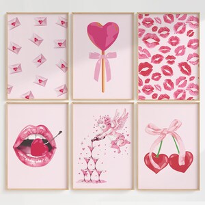 Valentines Print Gallery, Pink Wall Art, Retro Valentine's Day, Cute ...