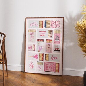 Pink Vintage Matchbox Print, Trendy Matches Poster, Digital Download ...