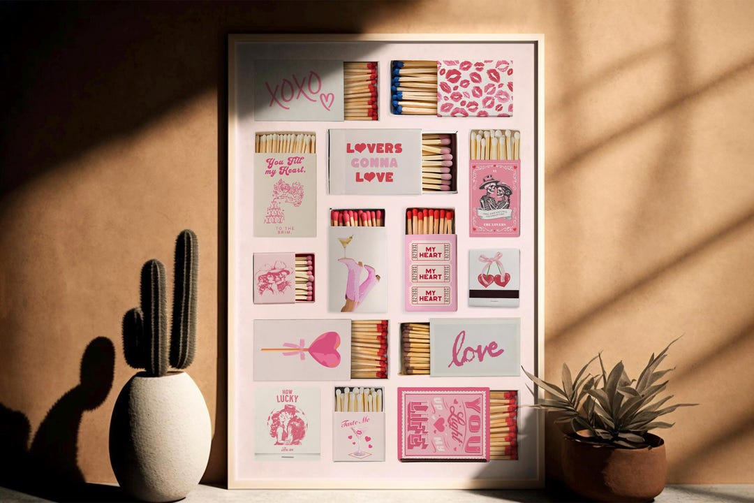 Pink Vintage Matchbox Print, Trendy Matches Poster, Digital Download ...