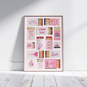 Valentines Print Gallery, Pink Wall Art, Retro Valentine's Day, Cute ...