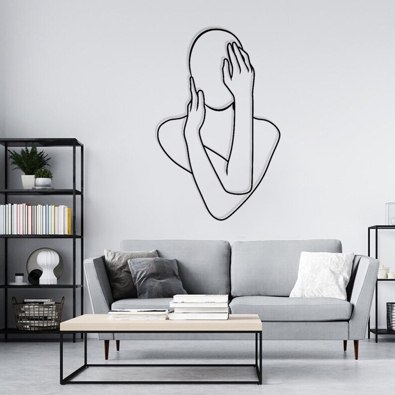 Line Art Wall Decor,human Line Art,metal Line Art,wood Wall Art,wood ...