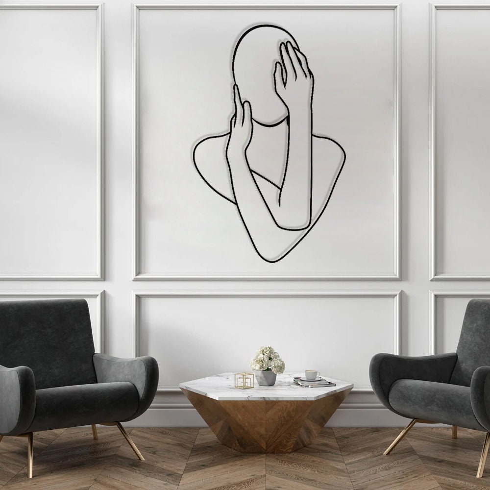 Line Art Wall Decor,human Line Art,metal Line Art,wood Wall Art,wood ...