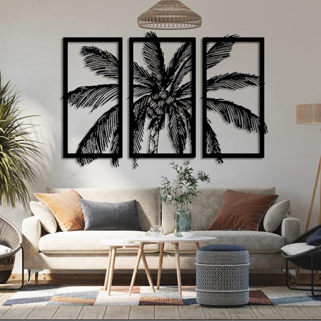 Tropical Palm Trees Wall Decor, Leaves Wall Art, Decorative Tree Wall ...