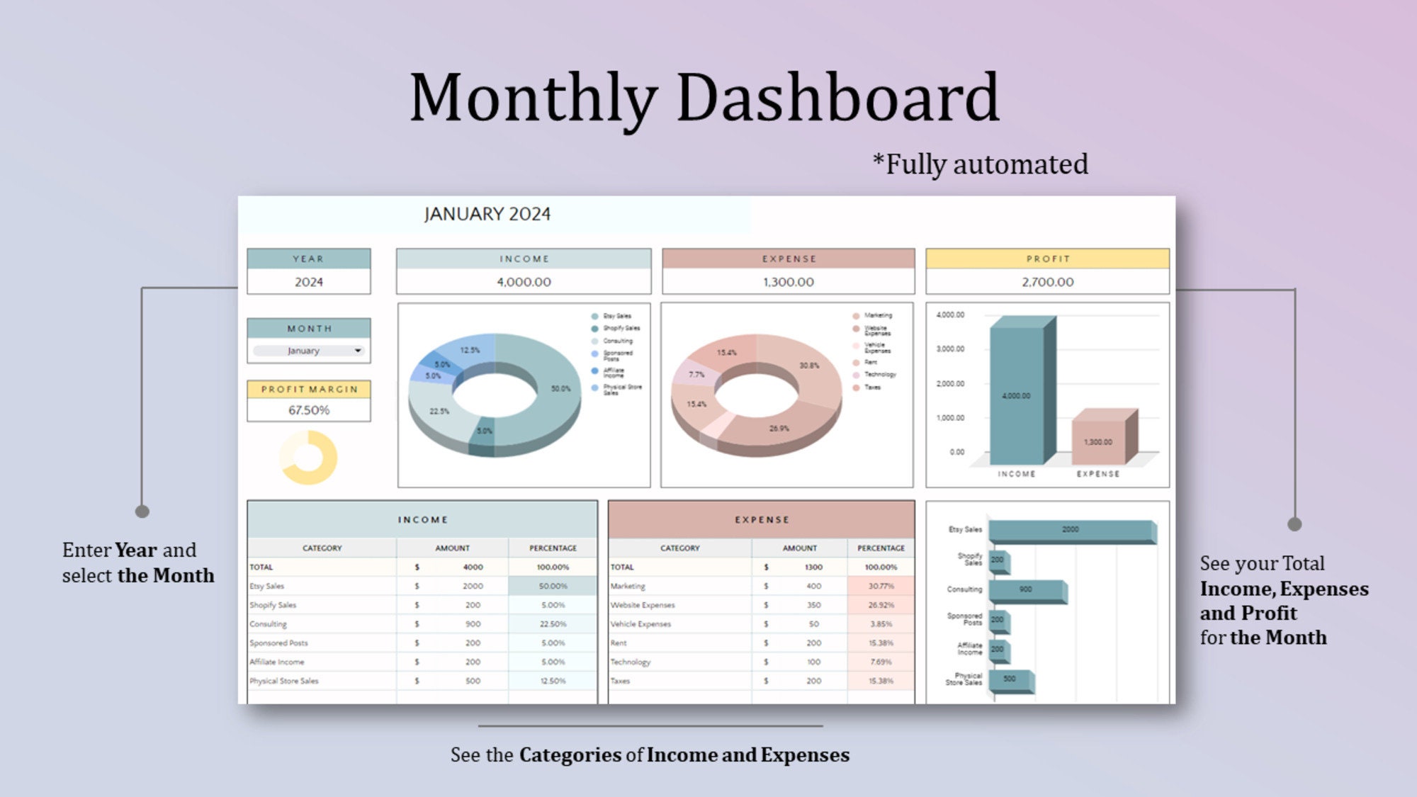 2024 Easy Bookkeping | Small Business Bookkeeping | Income Expense ...
