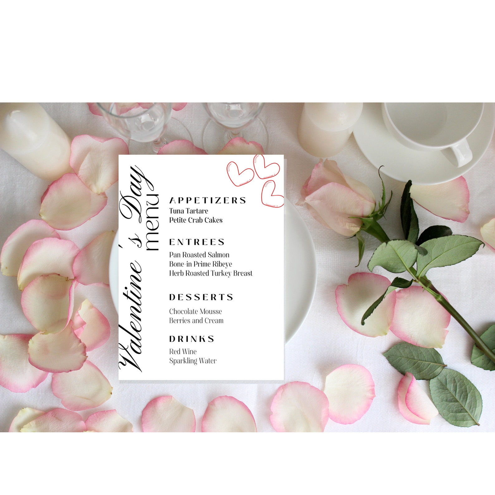 Valentines Menu Editable Template, Galentines,valentine's Day ...