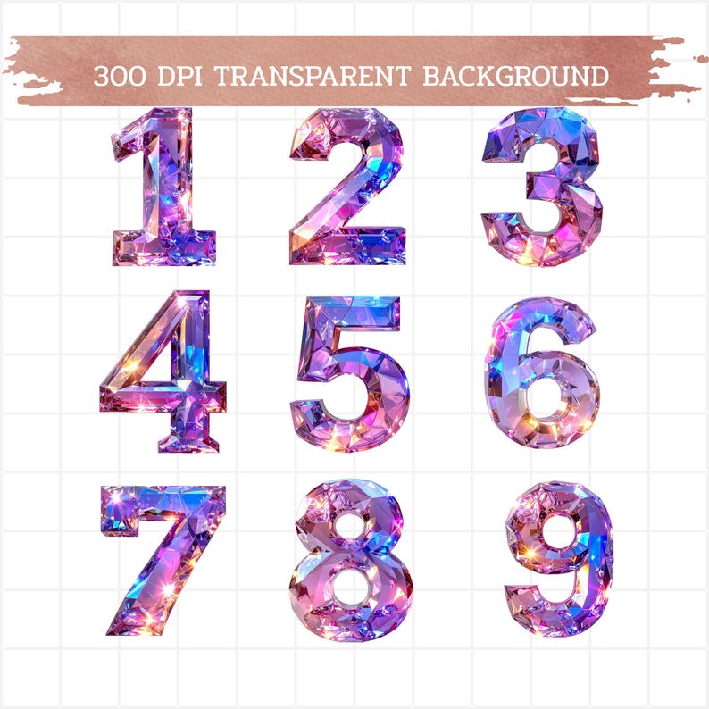 Crystal Alphabet & Numbers PNG | Gemstone Letters Clipart | Sparkling ...