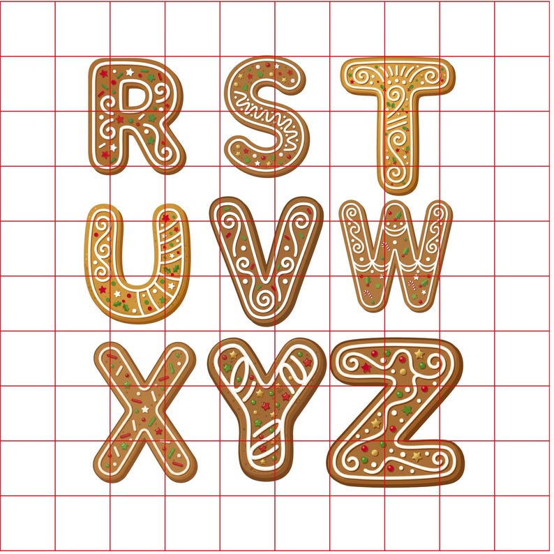 Gingerbread Alphabet Clipart Set • Christmas Cookie Letters & Numbers ...