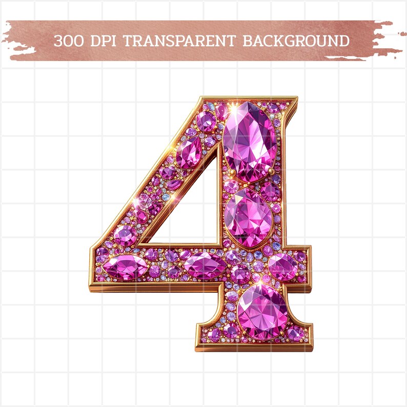 Pink Diamond Alphabet & Numbers Clipart: Sparkly Jewel Font (PNG ...
