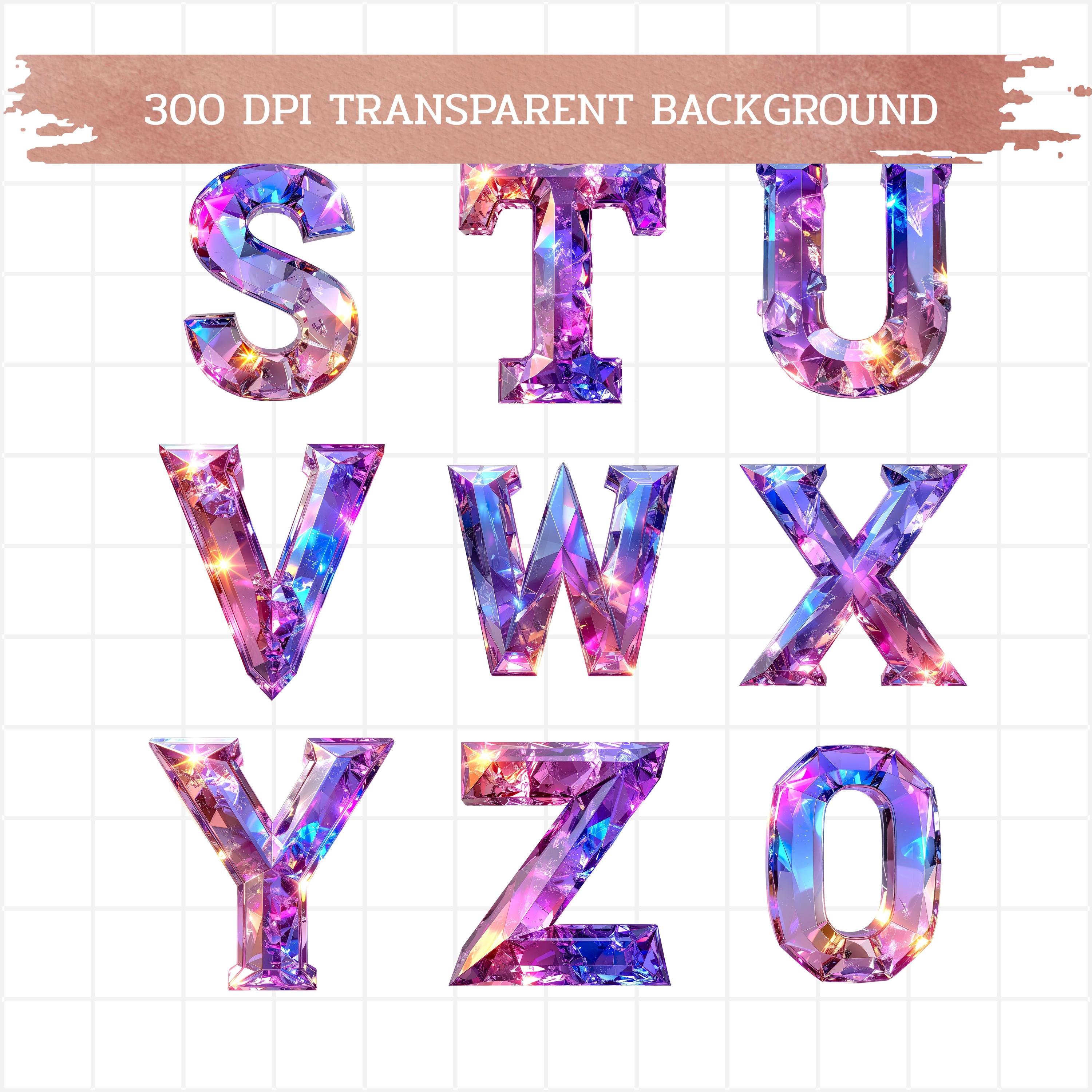 Crystal Alphabet & Numbers PNG | Gemstone Letters Clipart | Sparkling ...