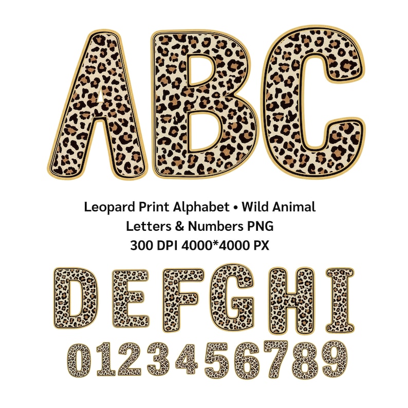 Leopard Print Alphabet • Wild Animal Letters & Numbers PNG, Alphabet ...