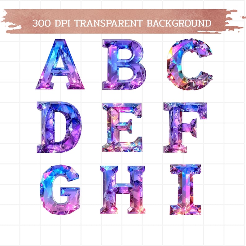 Crystal Alphabet & Numbers PNG | Gemstone Letters Clipart | Sparkling ...