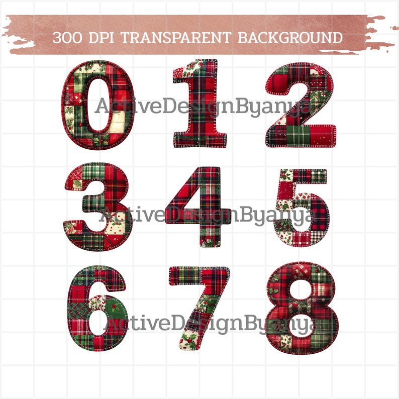 Christmas Patchwork Alphabet & Numbers PNG | Festive Quilted Letters ...