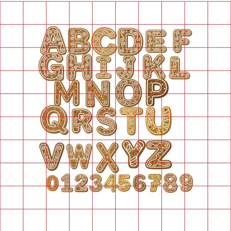 Gingerbread Alphabet Clipart Set • Christmas Cookie Letters & Numbers ...