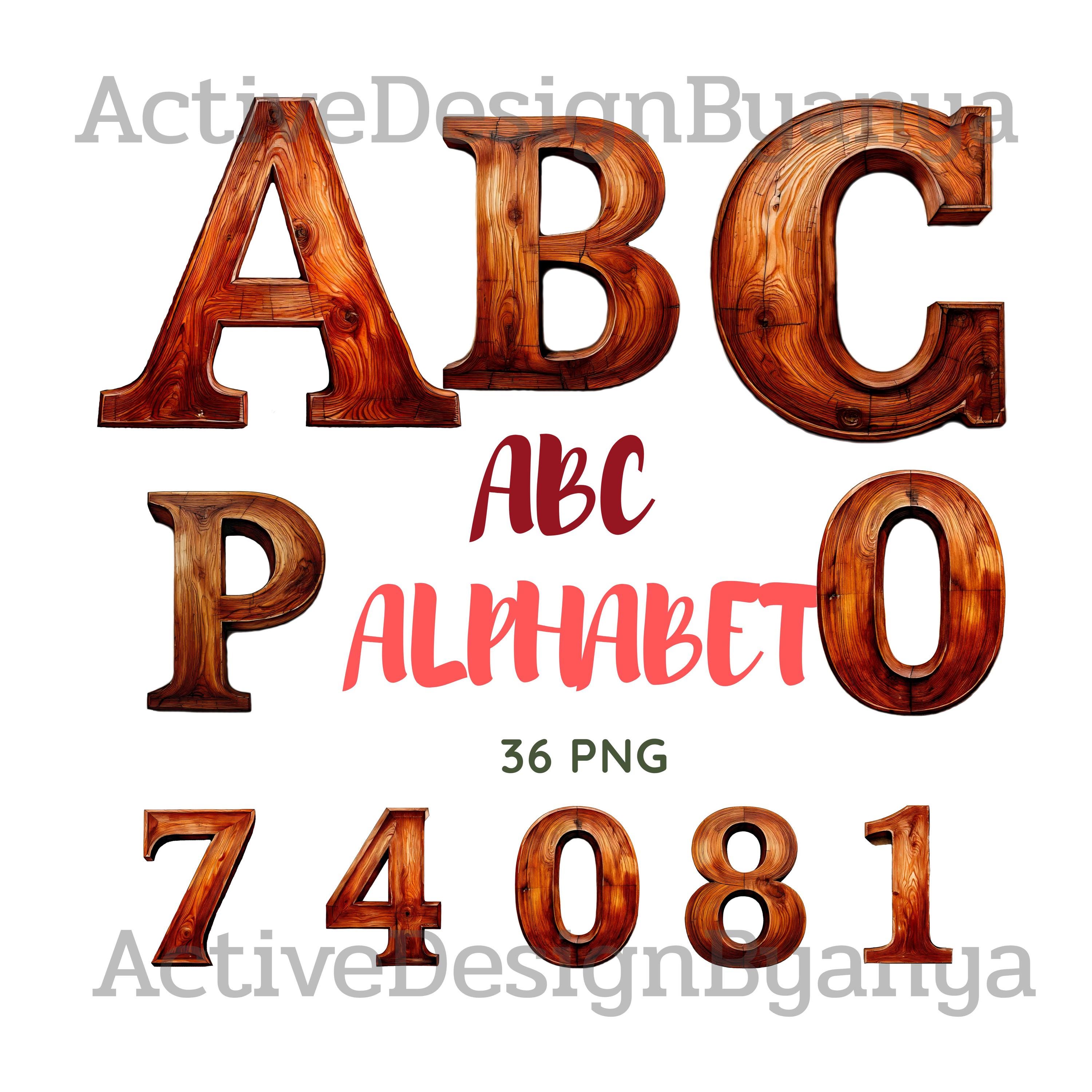 Rustic Wood Alphabet & Numbers PNG Clipart: Farmhouse Font (digital ...