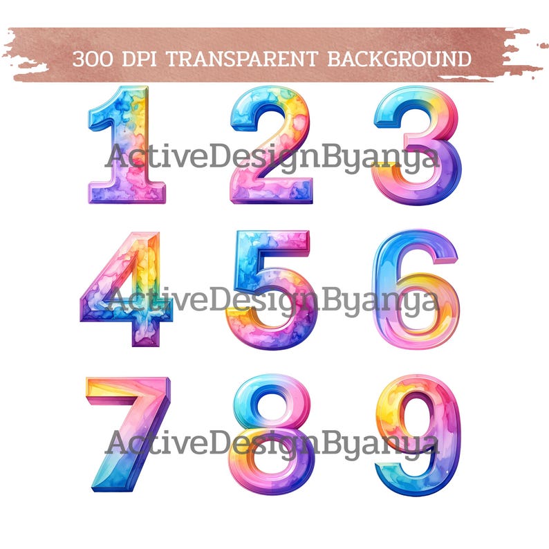 Watercolor Rainbow Alphabet & Numbers PNG, Colorful Hand-painted ...