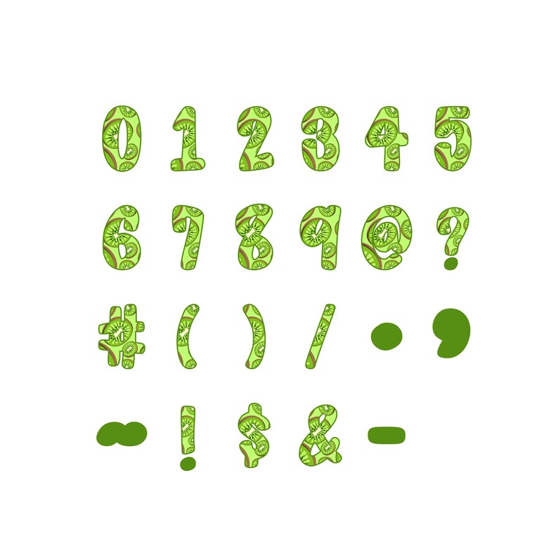 Kiwi Alphabet PNG Bundle, Fruit Letter Clipart, Tropical ABC Font ...