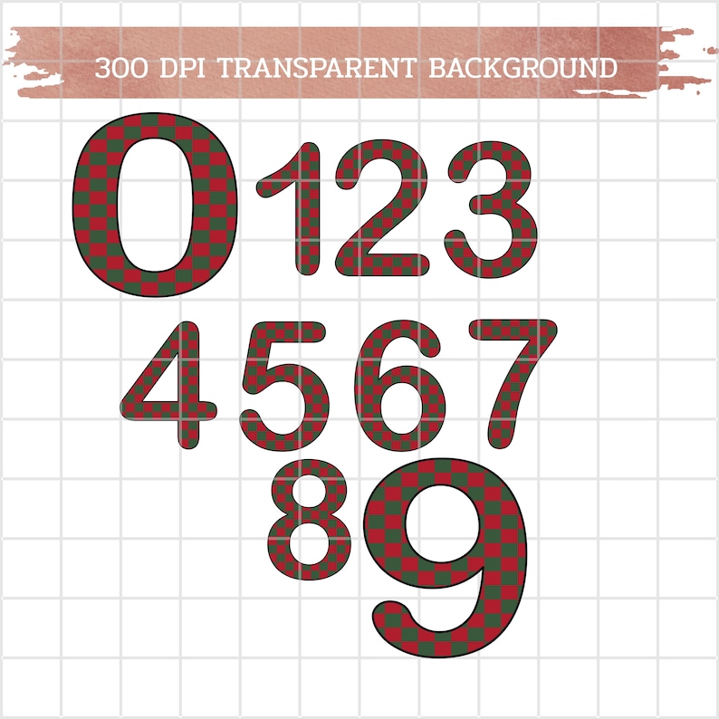 Christmas Checkered Alphabet • Red Green Letters & Numbers PNG ...